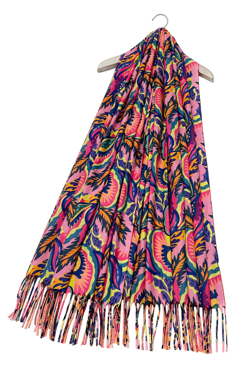 Bright Floral Wool Tassel Scarf Fashion Scarf World