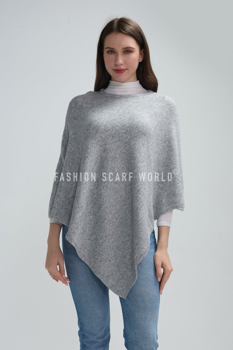 Plain Cosy Metallic Thread Poncho– Fashion Scarf World