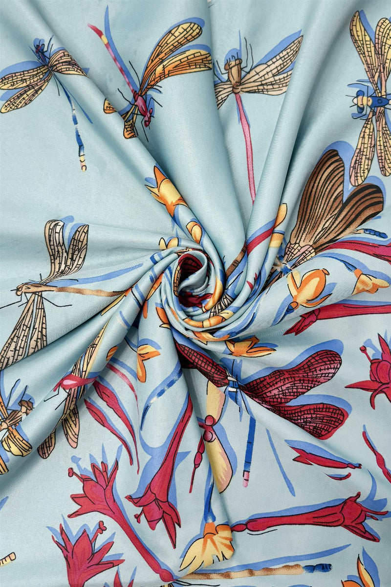 Botanical Dragonfly Print Square Scarf– Fashion Scarf World
