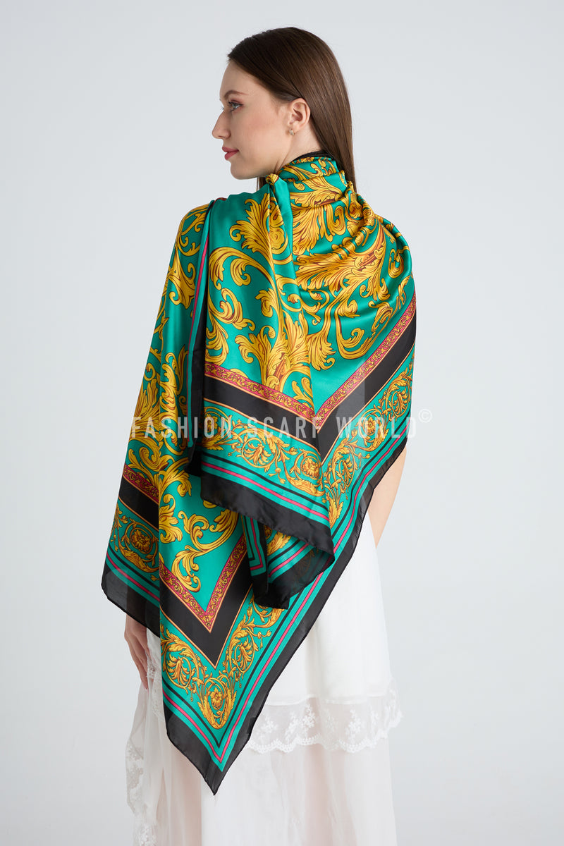 Traditional Floral Border Print Silk Scarf– Fashion Scarf World