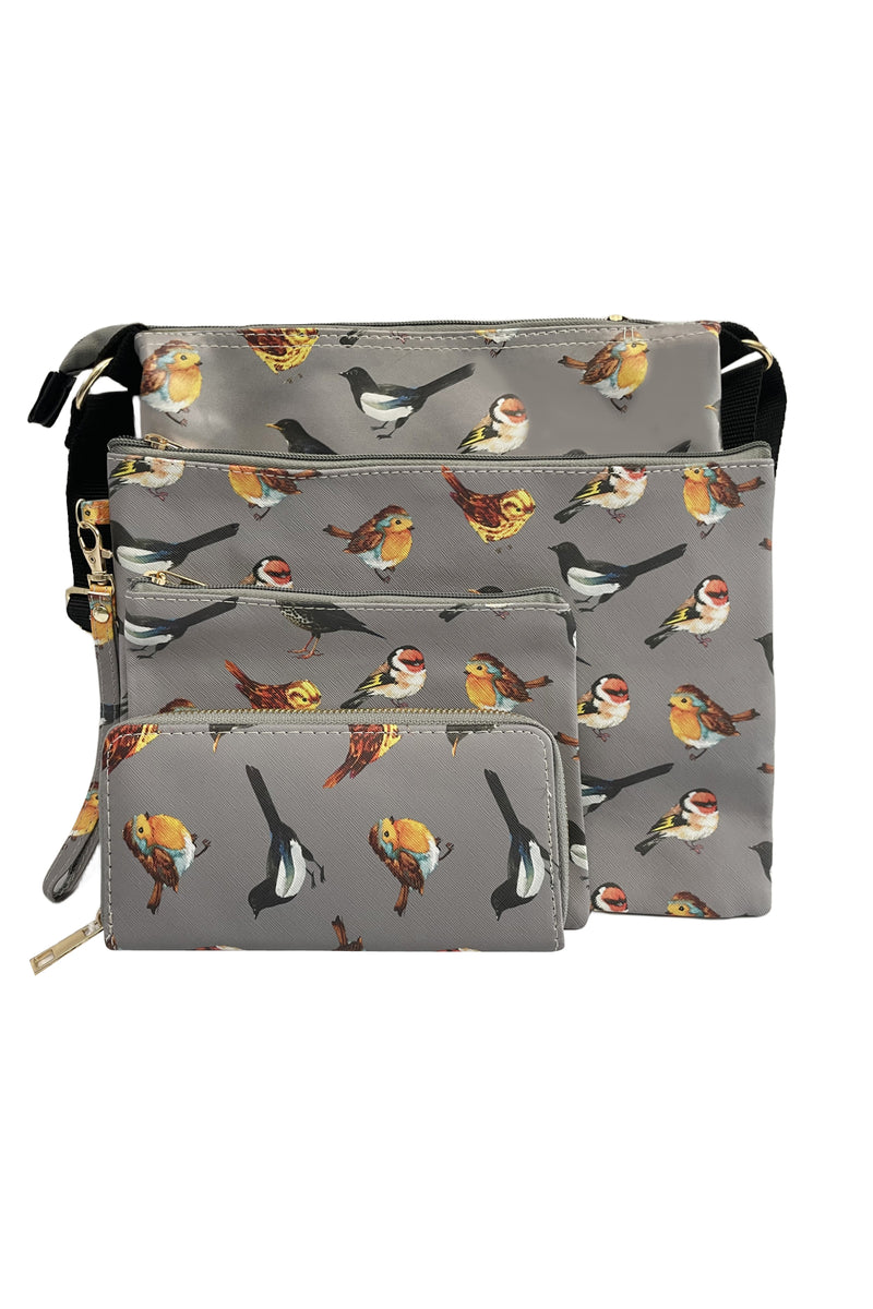 British Wildlife Bird Print Bag Collection - Grey– Fashion Scarf World