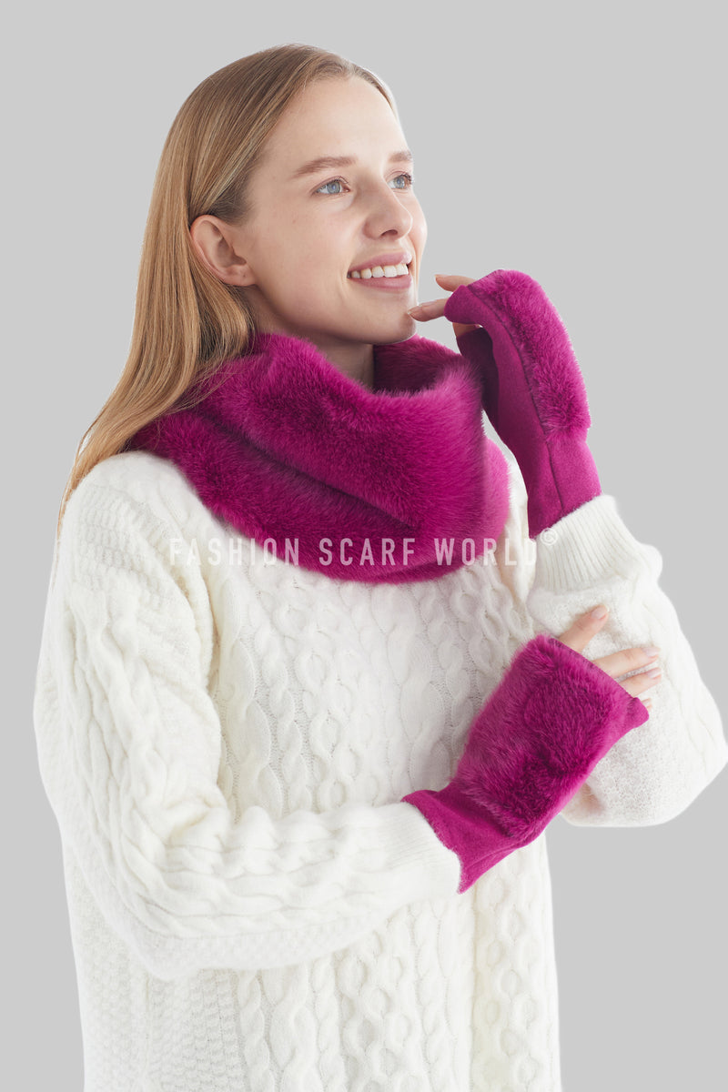 Faux Fur Fingerless Wrist Warmers– Fashion Scarf World