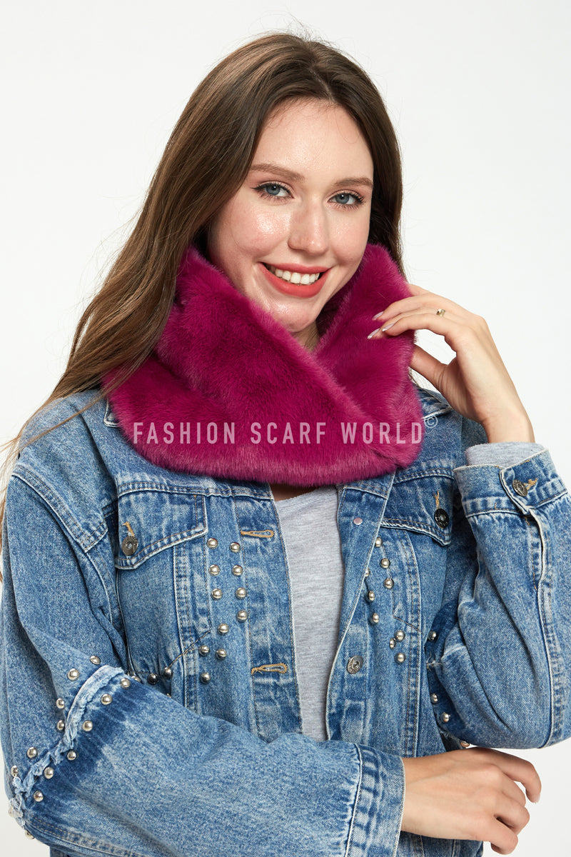 Soft Plain Faux Fur Snood– Fashion Scarf World