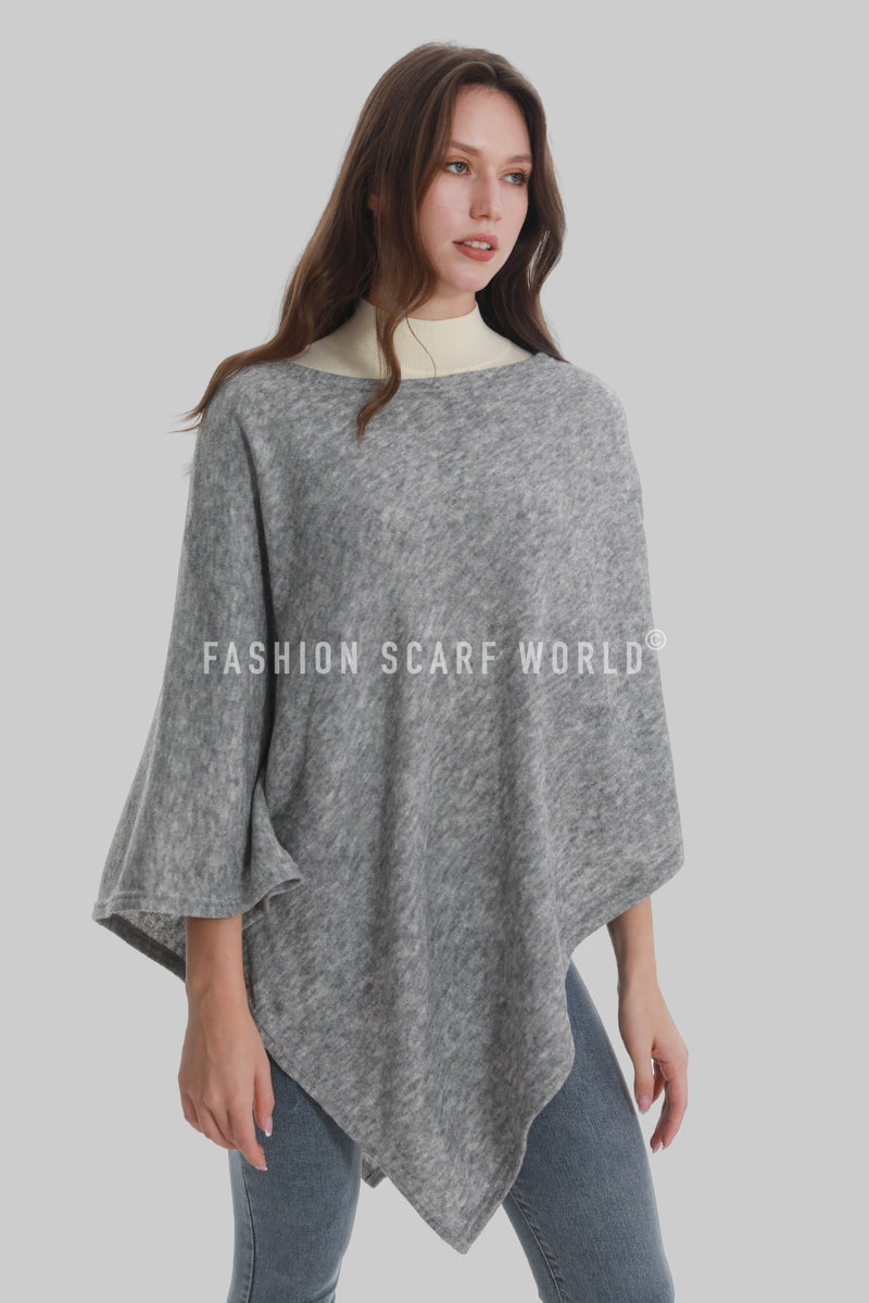 Plain Colour Wrap Wool Poncho– Fashion Scarf World