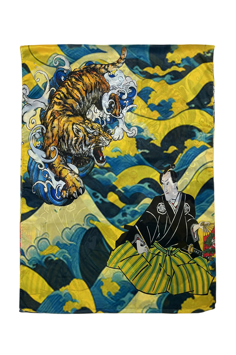 Japanese Tiger and Samurai Warrior Print Silk Scarf– Fashion Scarf World