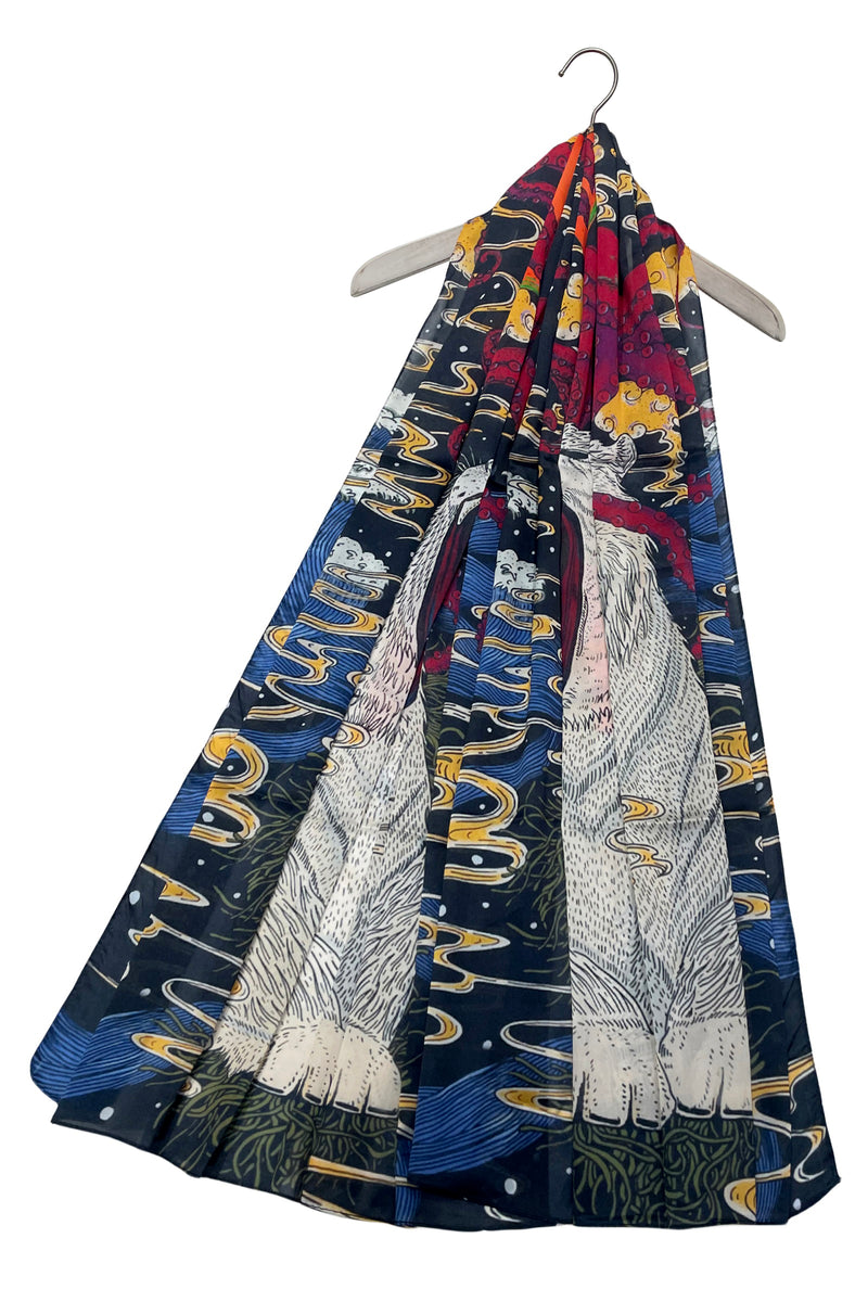 Japanese Vibrant Octopus Print Silk Scarf– Fashion Scarf World