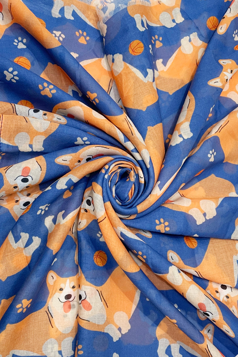 Corgi Dog & Paw Print Frayed Scarf– Fashion Scarf World
