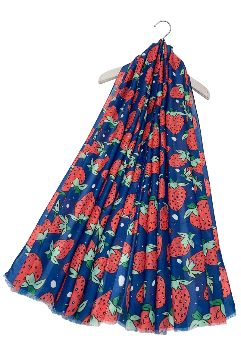 Strawberry Fruit Print Frayed Scarf– Fashion Scarf World