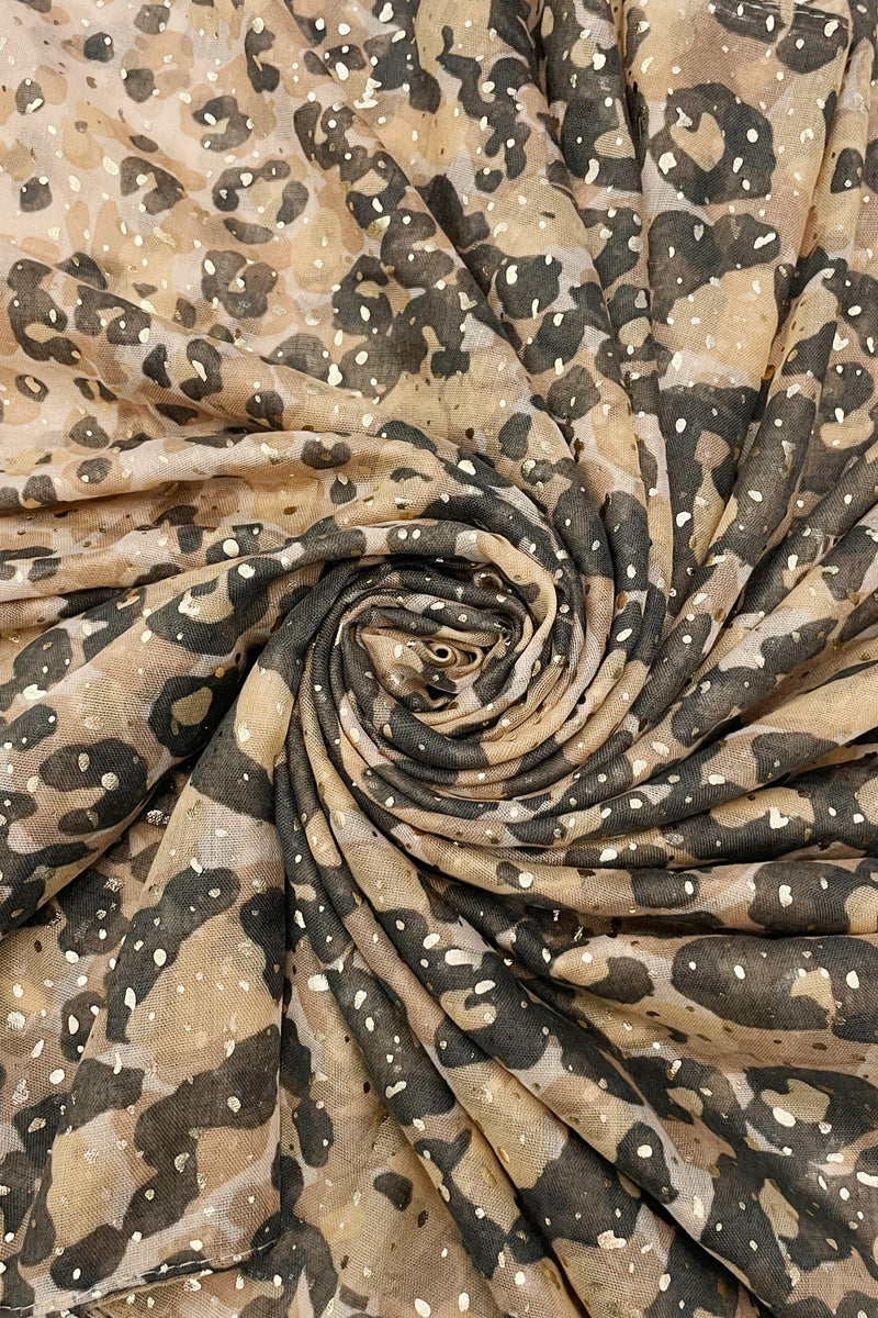 Foiled Leopard Print Camo Tassel Scarf– Fashion Scarf World