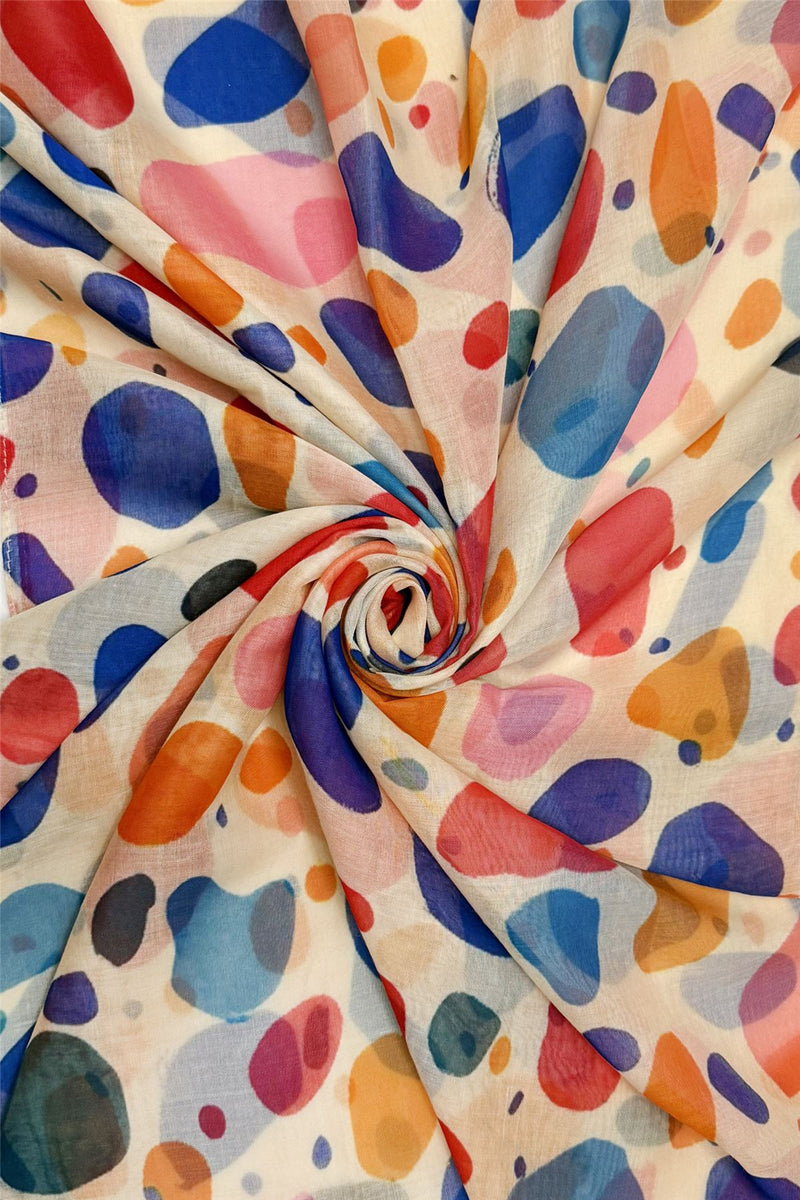 Colourful Spots Art Print Frayed Scarf– Fashion Scarf World