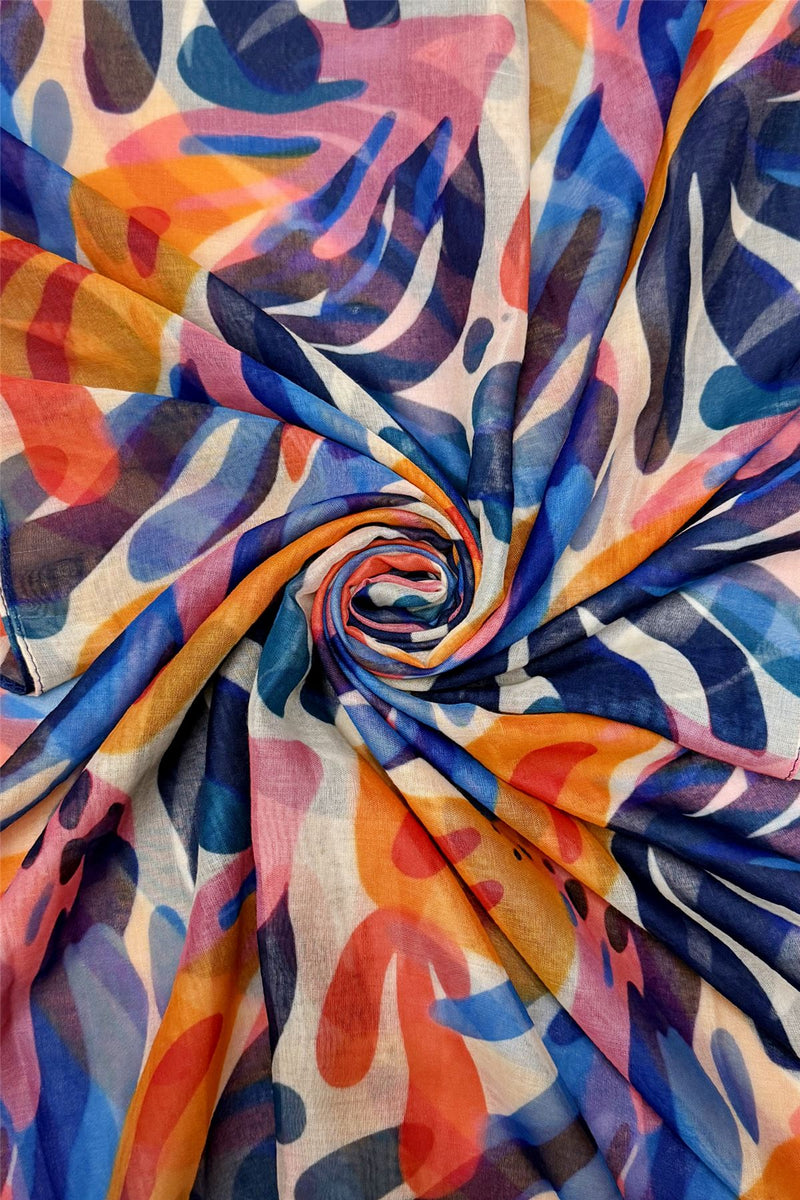 Coral Reef Print Frayed Scarf– Fashion Scarf World