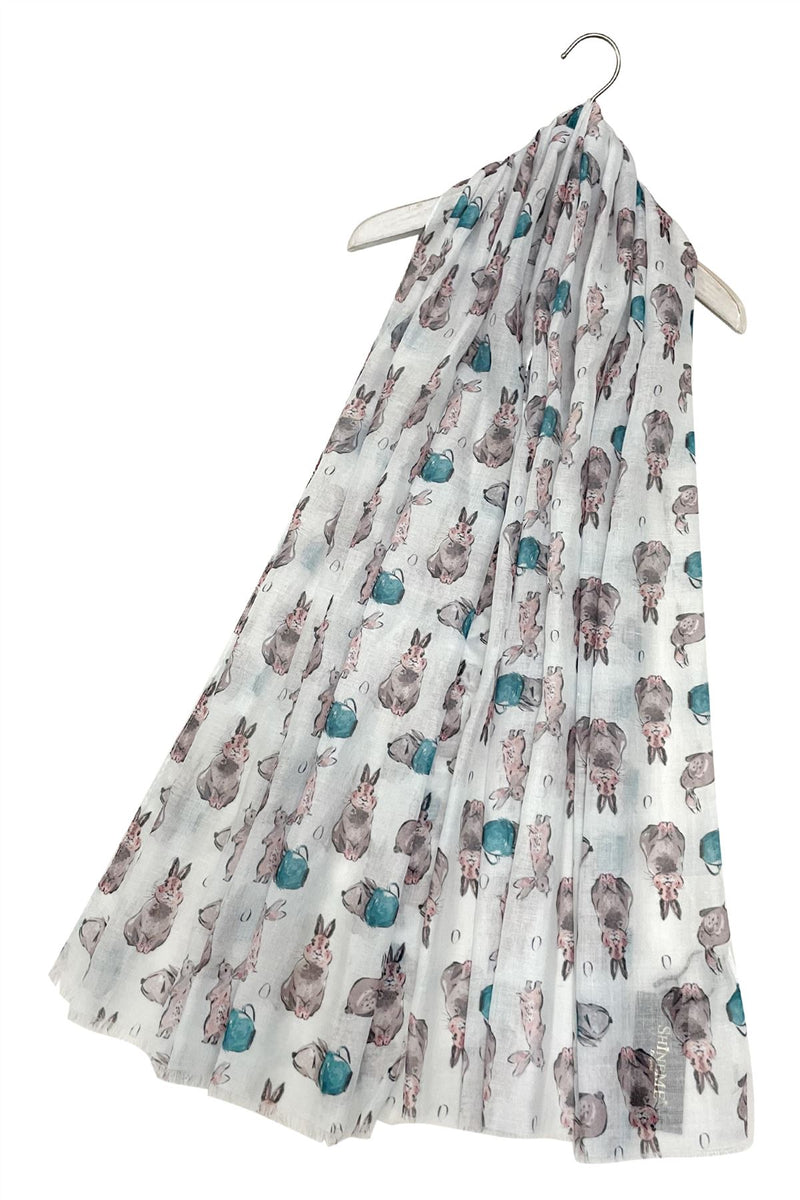 Storybook Bunny Rabbit Print Frayed Scarf– Fashion Scarf World
