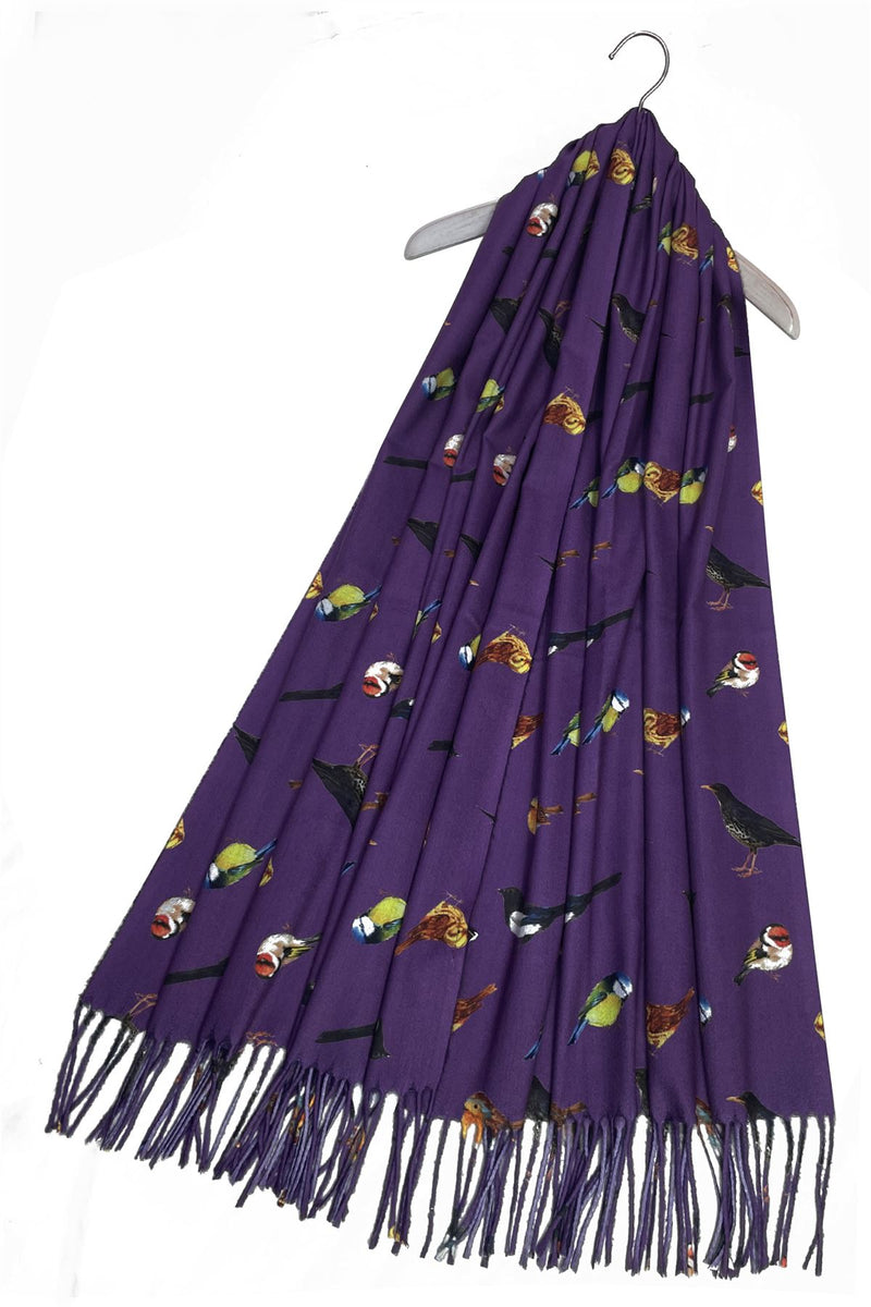 British Wildlife Birds Print Tassel Scarf– Fashion Scarf World