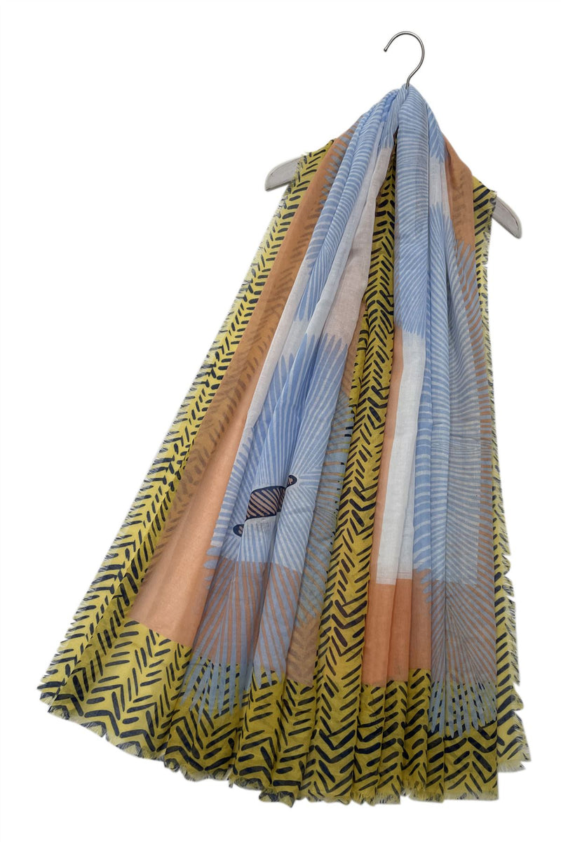 Tribal Line Drawing Print Frayed Scarf– Fashion Scarf World